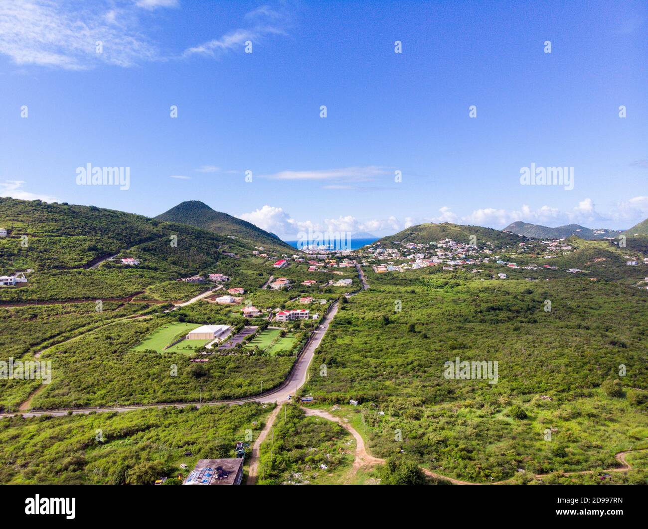 Aerial picture taken of Dutch Sint Maarten. The caribbean island of ...