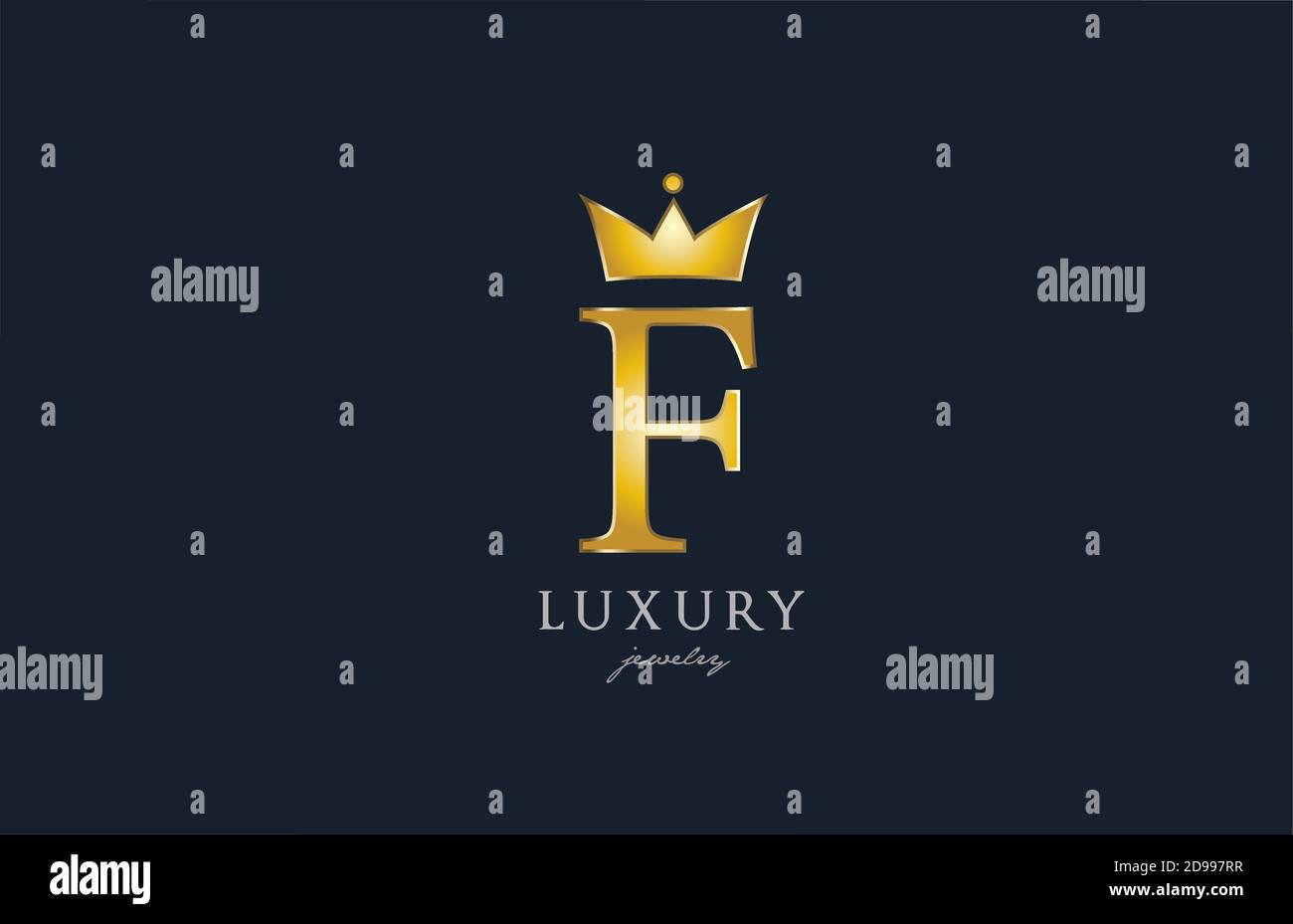 jewelry gold F alphabet letter logo icon. Creative design with king ...