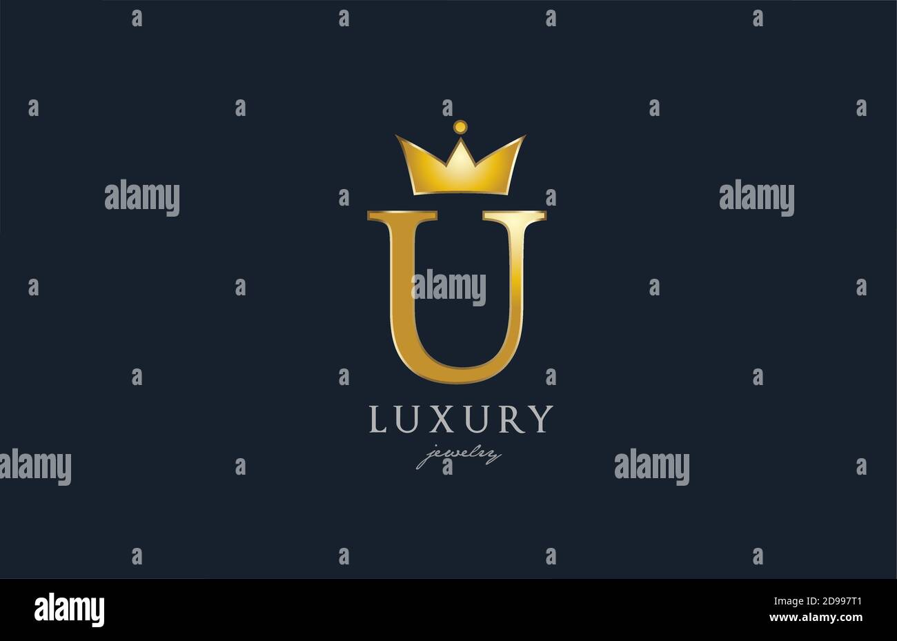 jewelry gold U alphabet letter logo icon. Creative design with king ...
