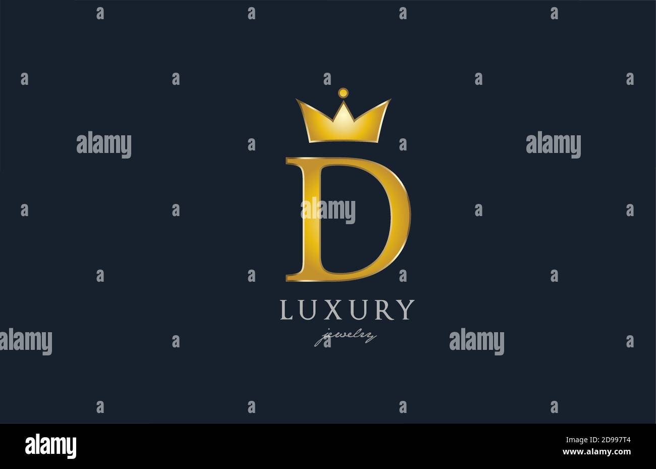 jewelry gold D alphabet letter logo icon. Creative design with king ...
