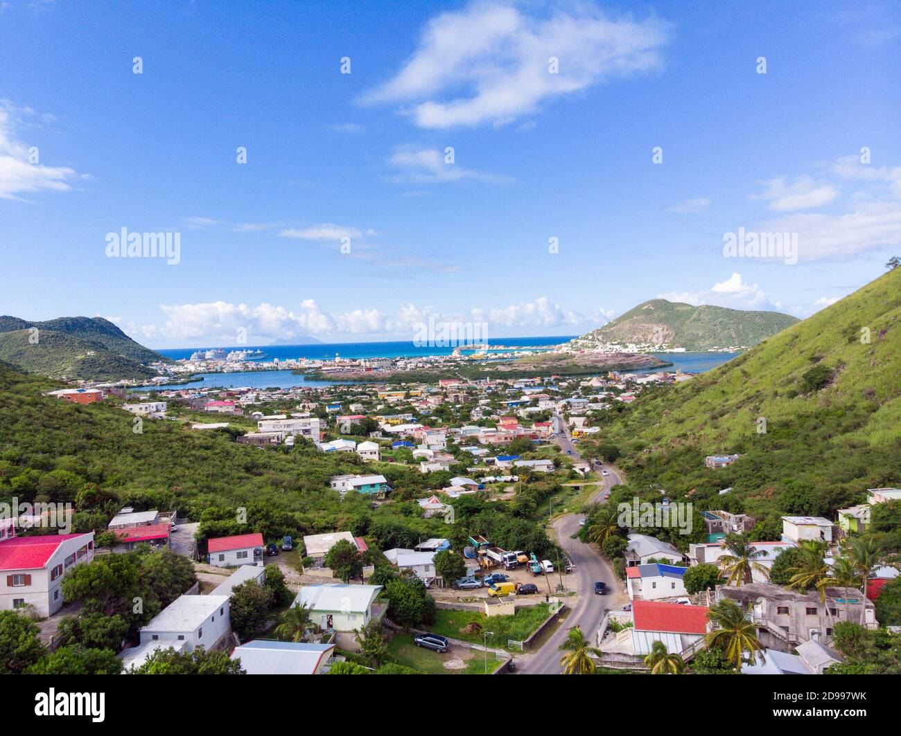 Aerial picture taken of Dutch Sint Maarten. The caribbean island of ...