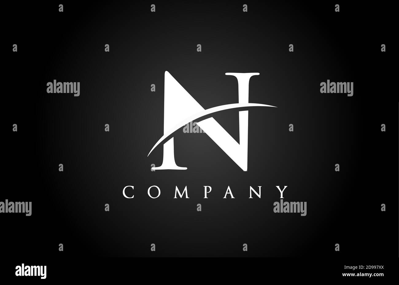 black white N alphabet letter logo icon for company. Simple swoosh ...