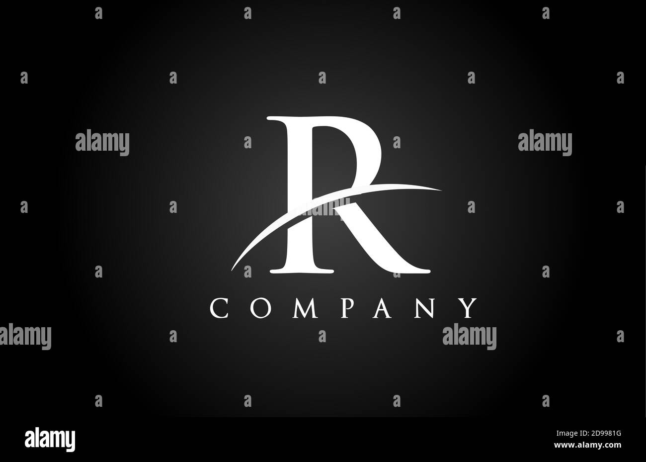 black white R alphabet letter logo icon for company. Simple swoosh ...