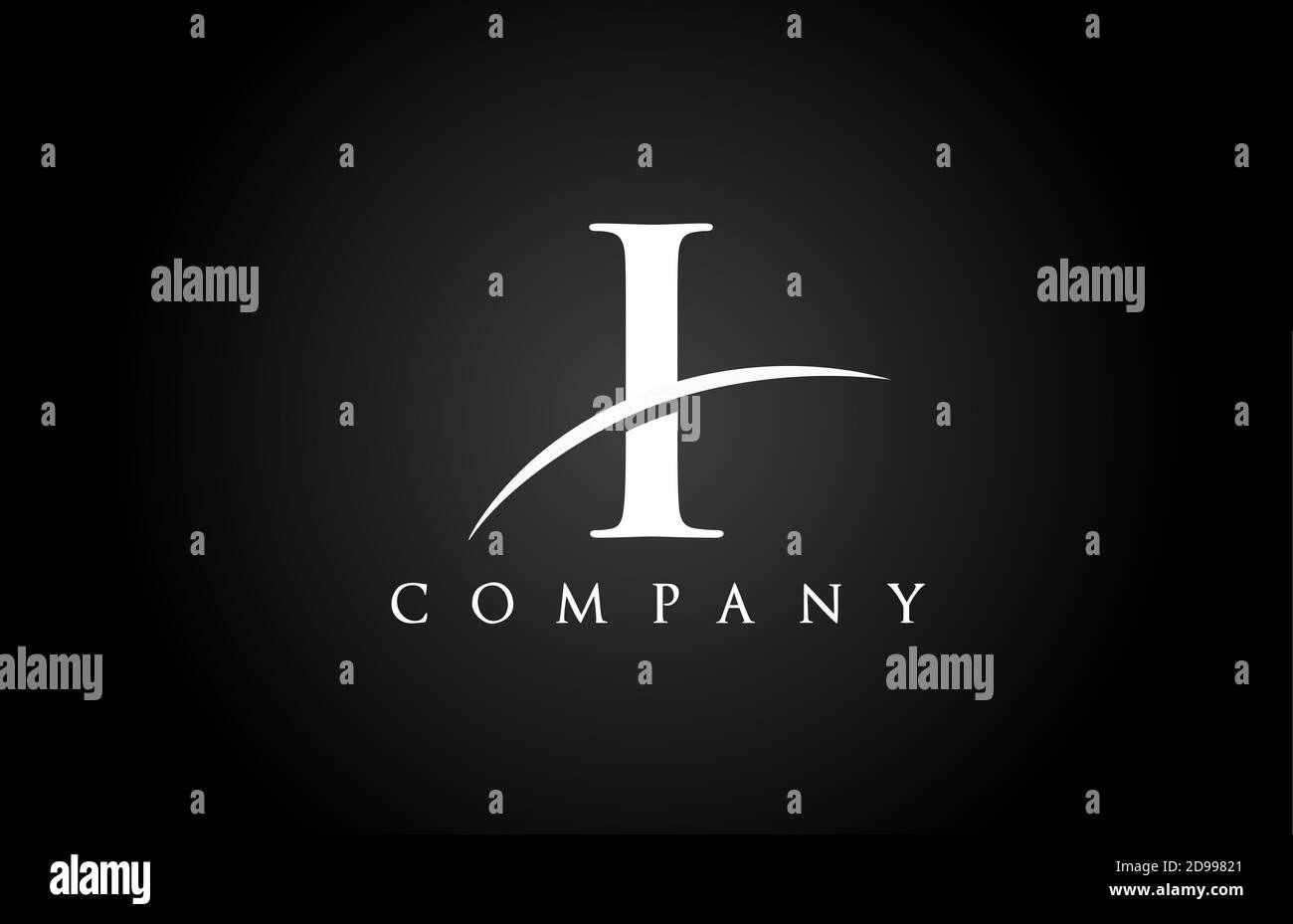 black white I alphabet letter logo icon for company. Simple swoosh ...