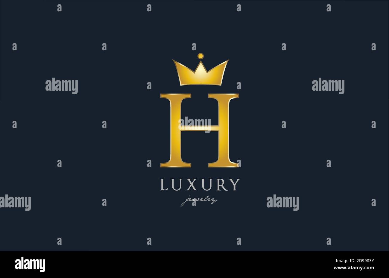 jewelry gold H alphabet letter logo icon. Creative design with king ...