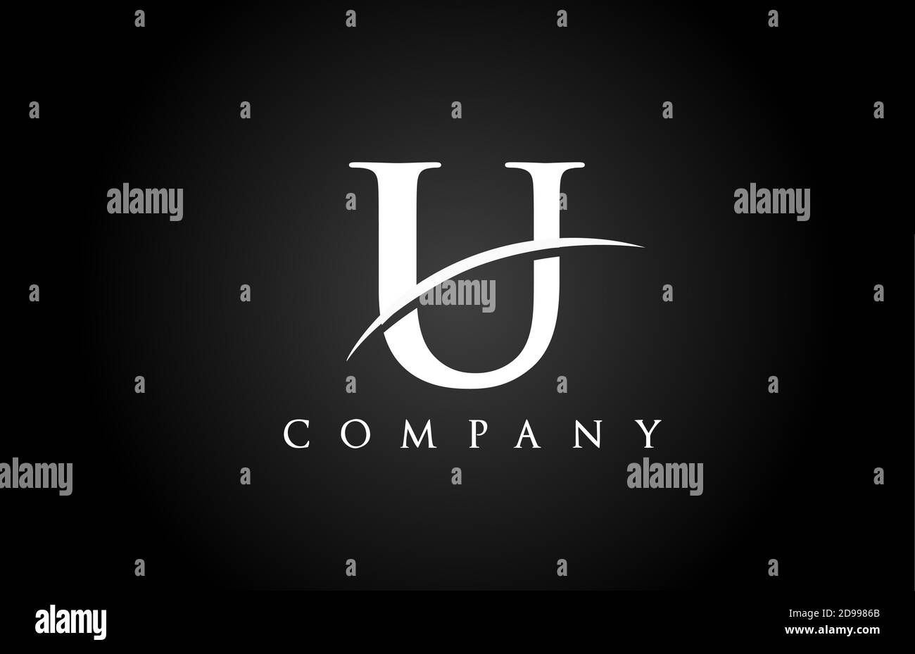 black white U alphabet letter logo icon for company. Simple swoosh ...