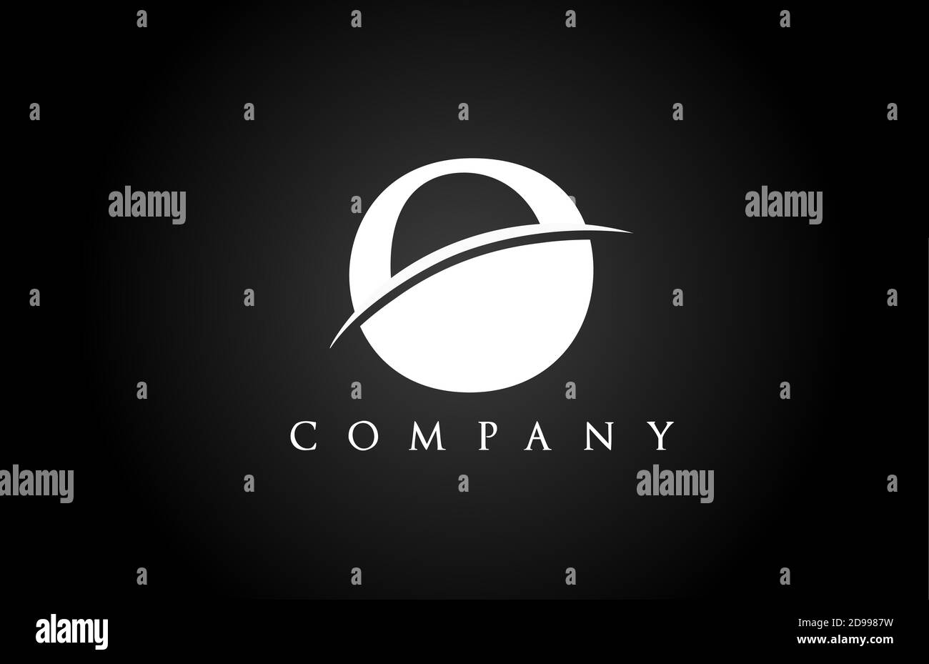 black white O alphabet letter logo icon for company. Simple swoosh ...