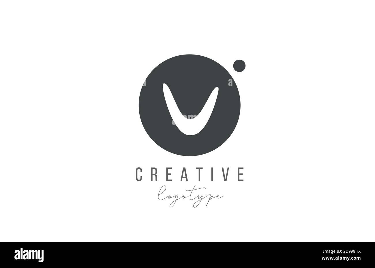 V alphabet letter logo icon in black and white color. Creative circle ...