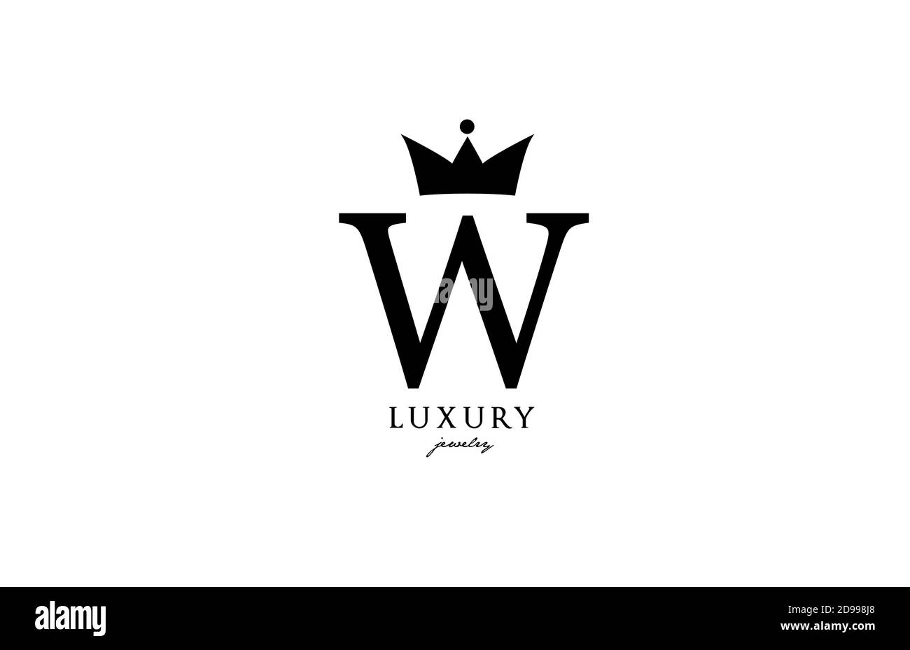 W alphabet letter logo icon in black and white color. Creative design ...