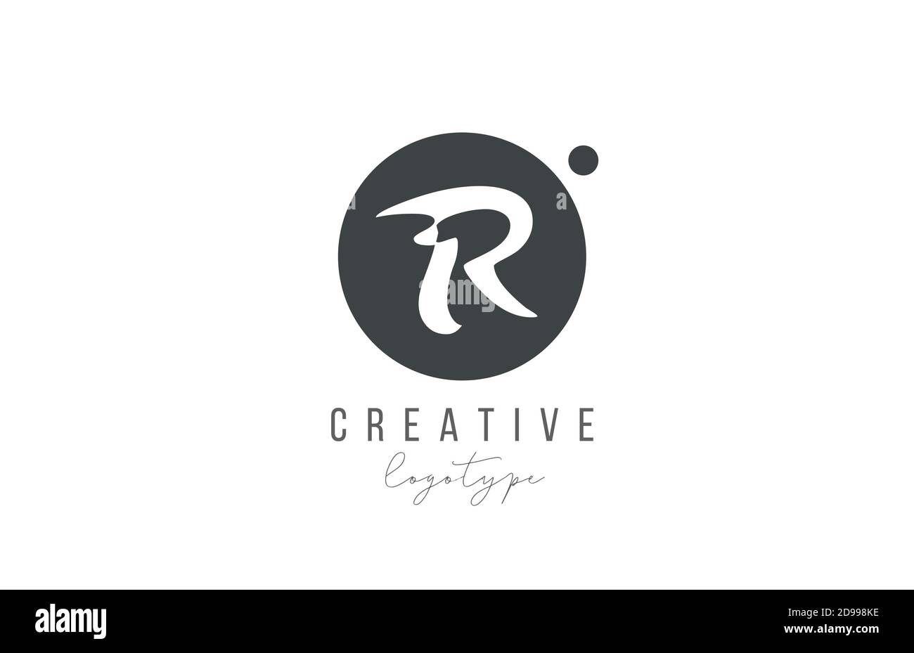 R alphabet letter logo icon in black and white color. Creative circle ...