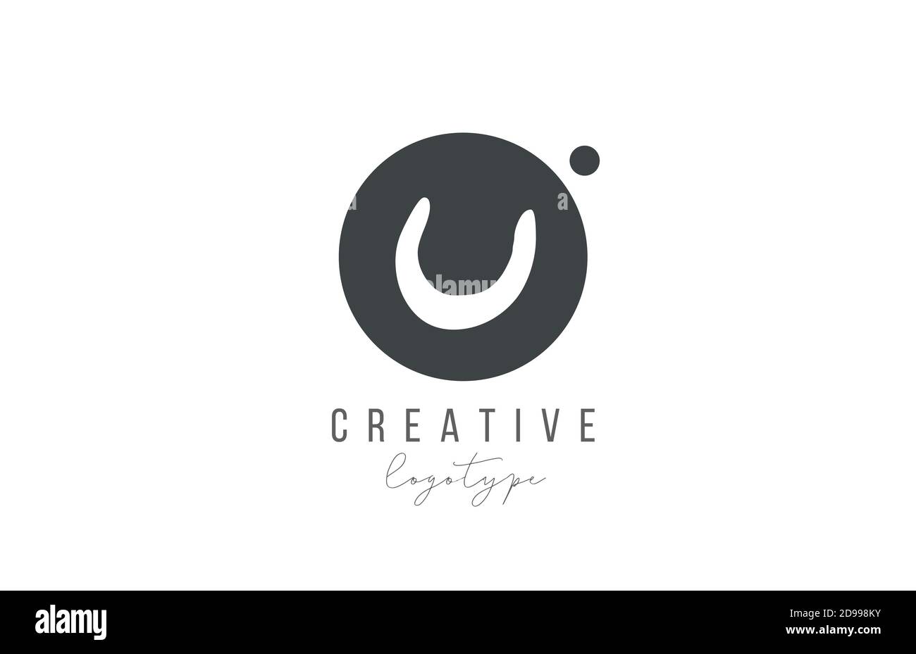 U alphabet letter logo icon in black and white color. Creative circle ...