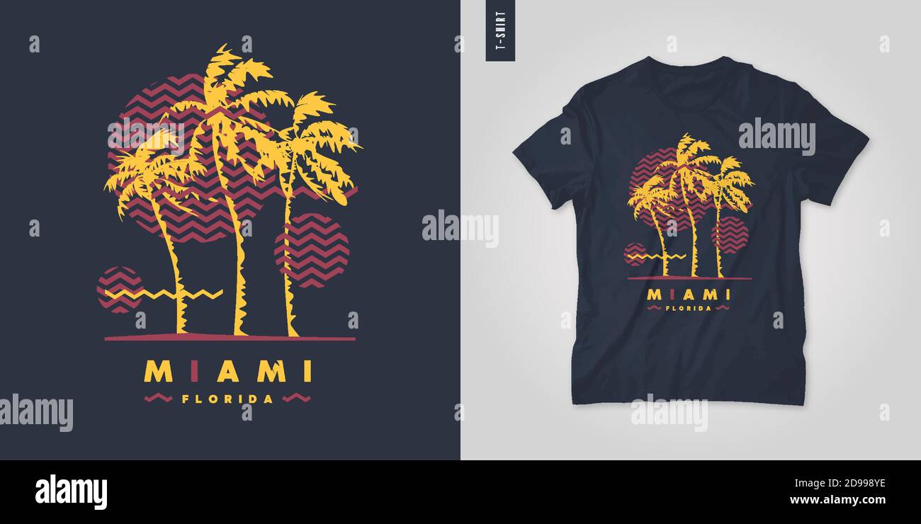 Miami Florida. T-shirt vector design, poster, print, template Stock ...