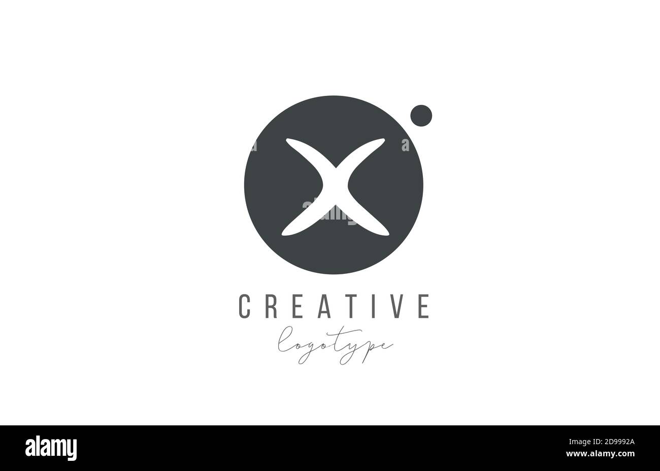 X alphabet letter logo icon in black and white color. Creative circle ...