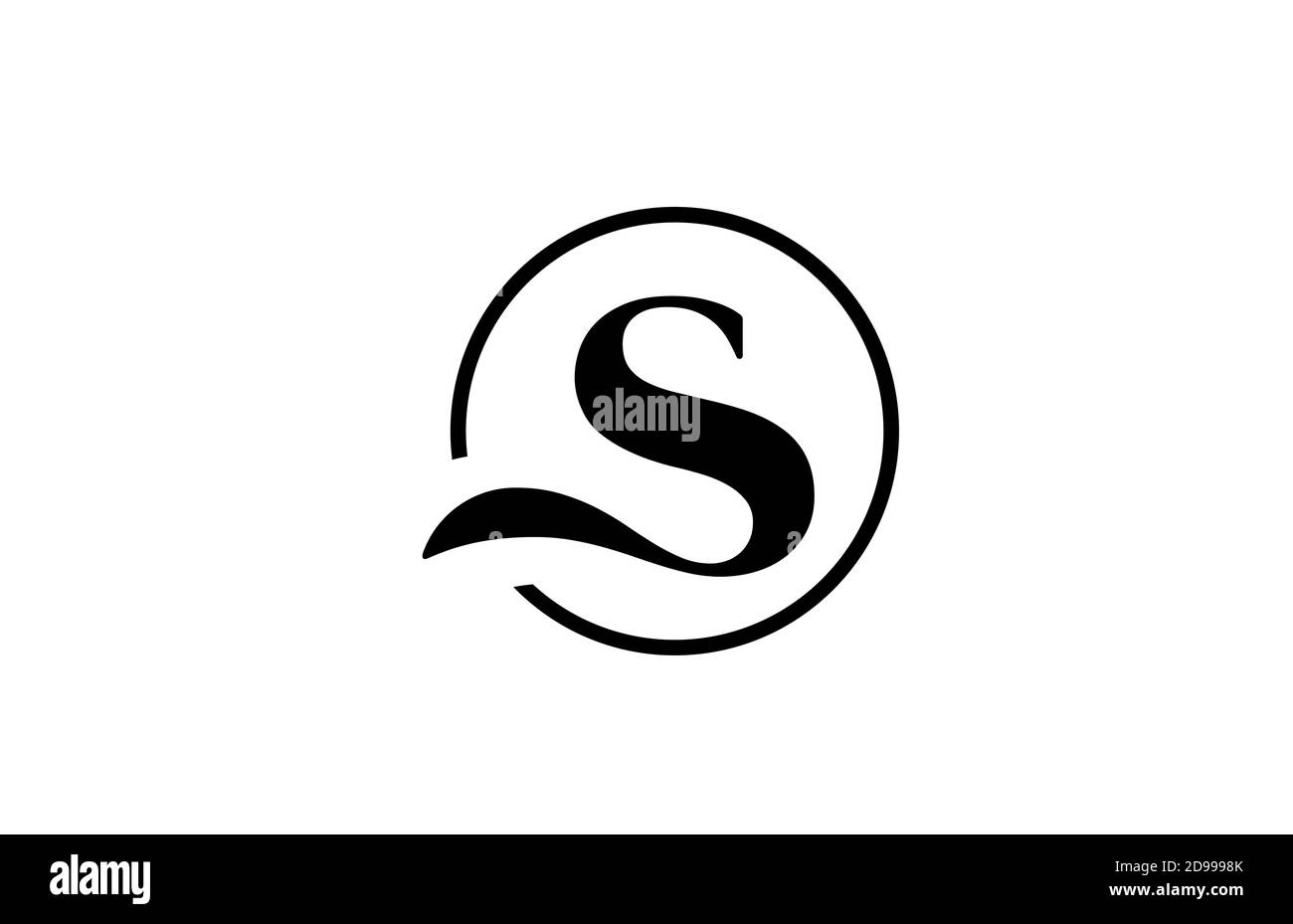 S alphabet letter logo icon in simple black and white color. Elegant ...