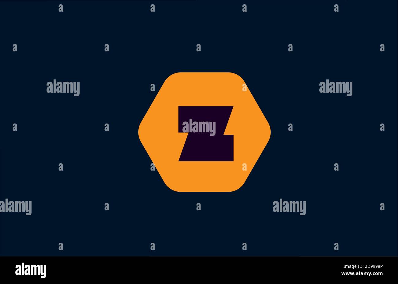 geometric Z alphabet letter logo icon template. Hexagon orange design ...