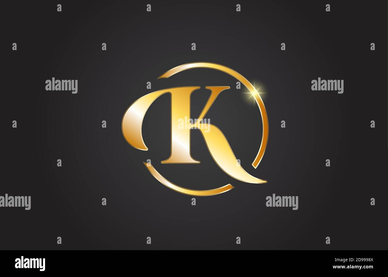 golden K alphabet letter logo icon in yellow and black color. Simple ...