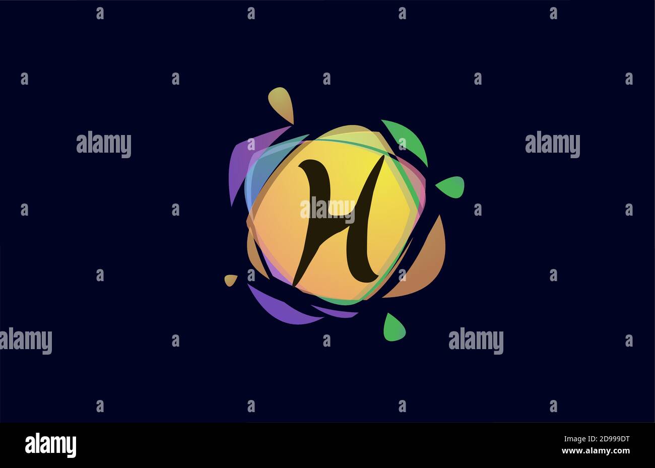colorful H alphabet letter logo icon template. Colored broken splash ...