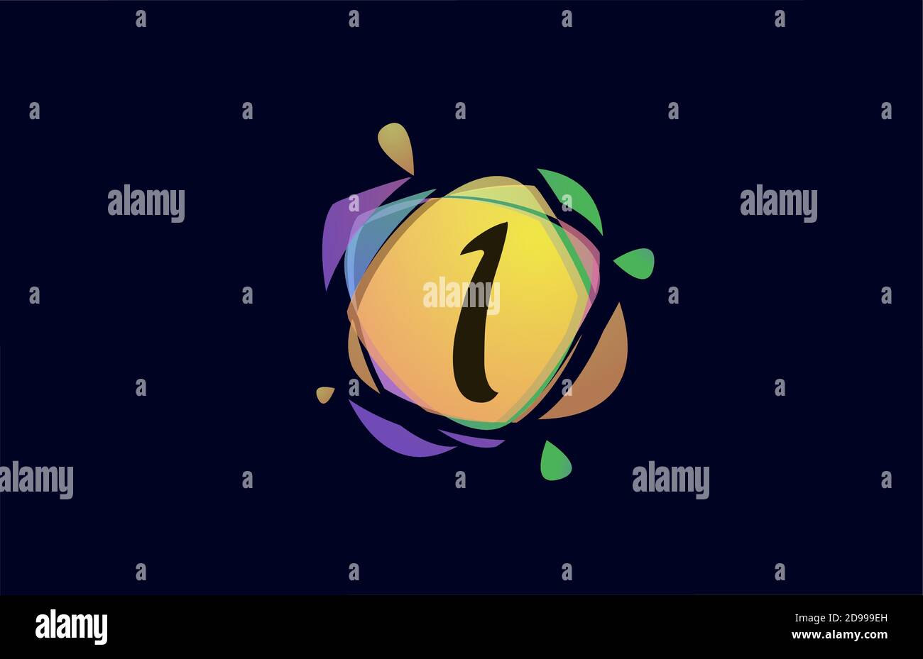 colorful I alphabet letter logo icon template. Colored broken splash ...