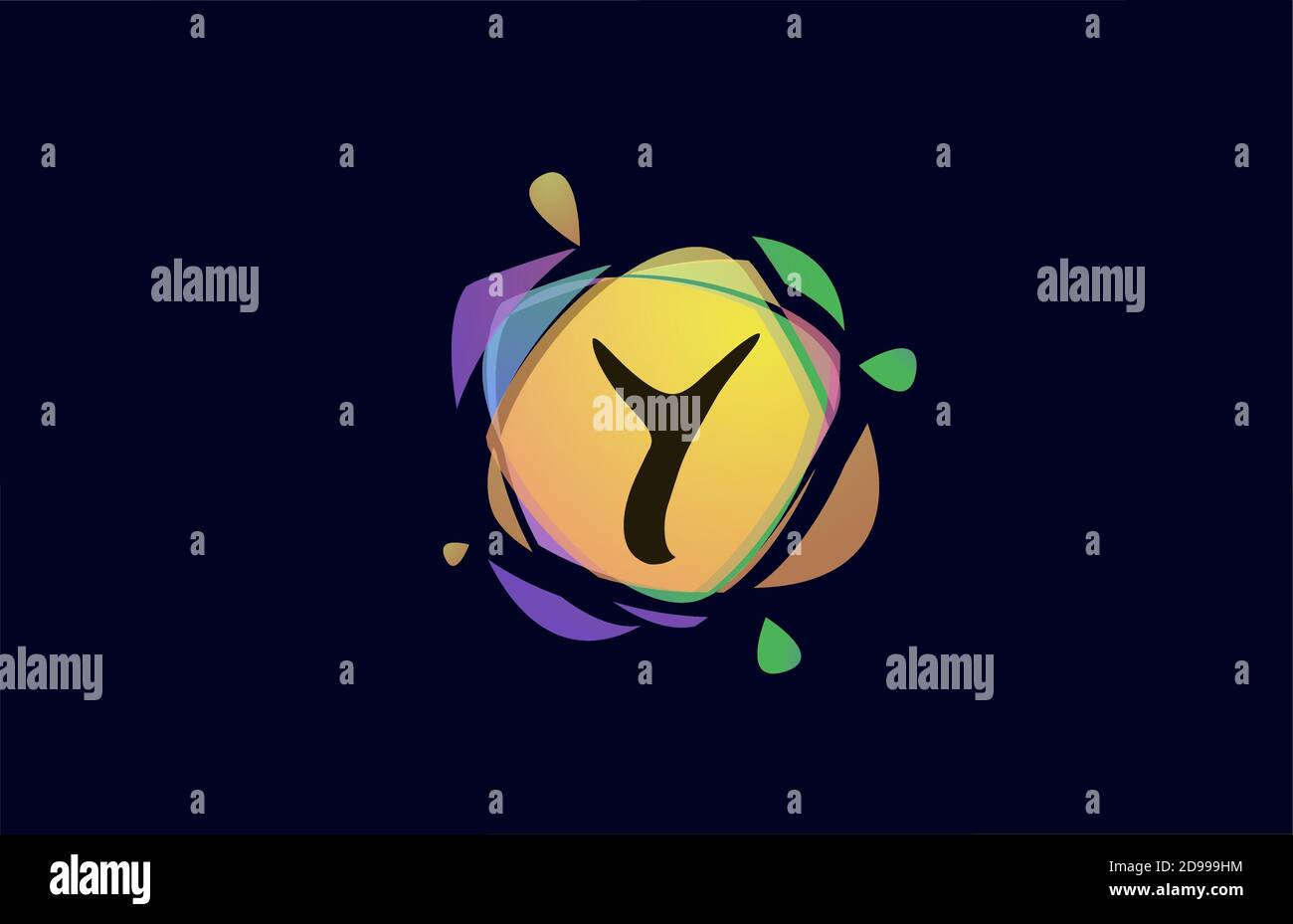 colorful Y alphabet letter logo icon template. Colored broken splash ...