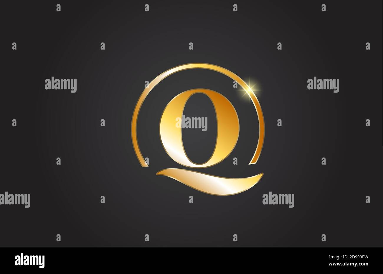 golden Q alphabet letter logo icon in yellow and black color. Simple ...