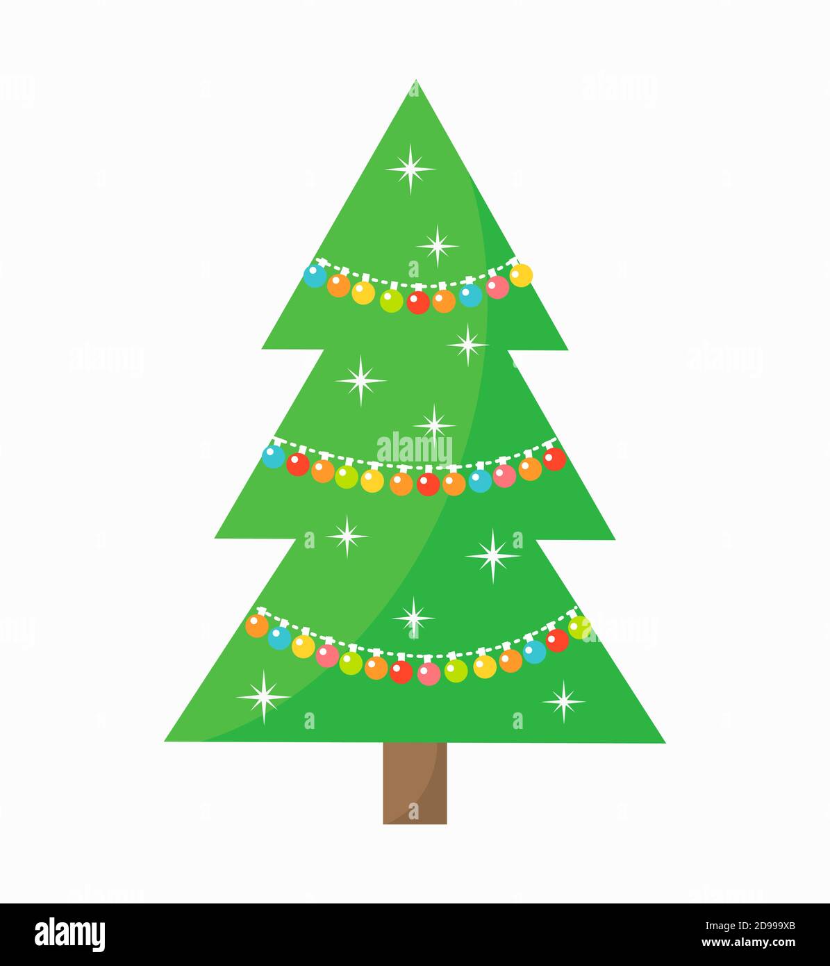 Christmas tree decorated with lights. Vector illustration Stock Vector ...