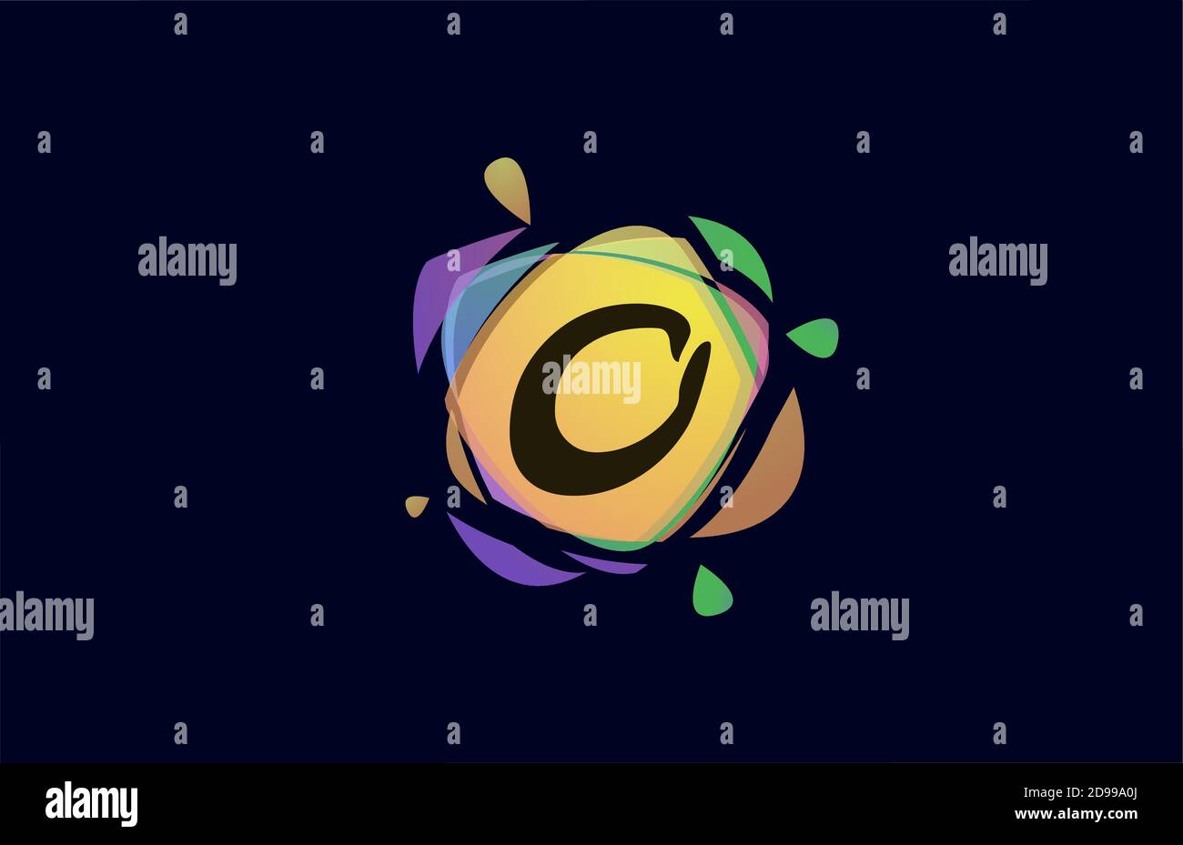 colorful O alphabet letter logo icon template. Colored broken splash ...