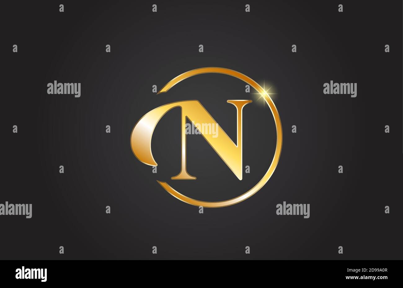 golden N alphabet letter logo icon in yellow and black color. Simple ...