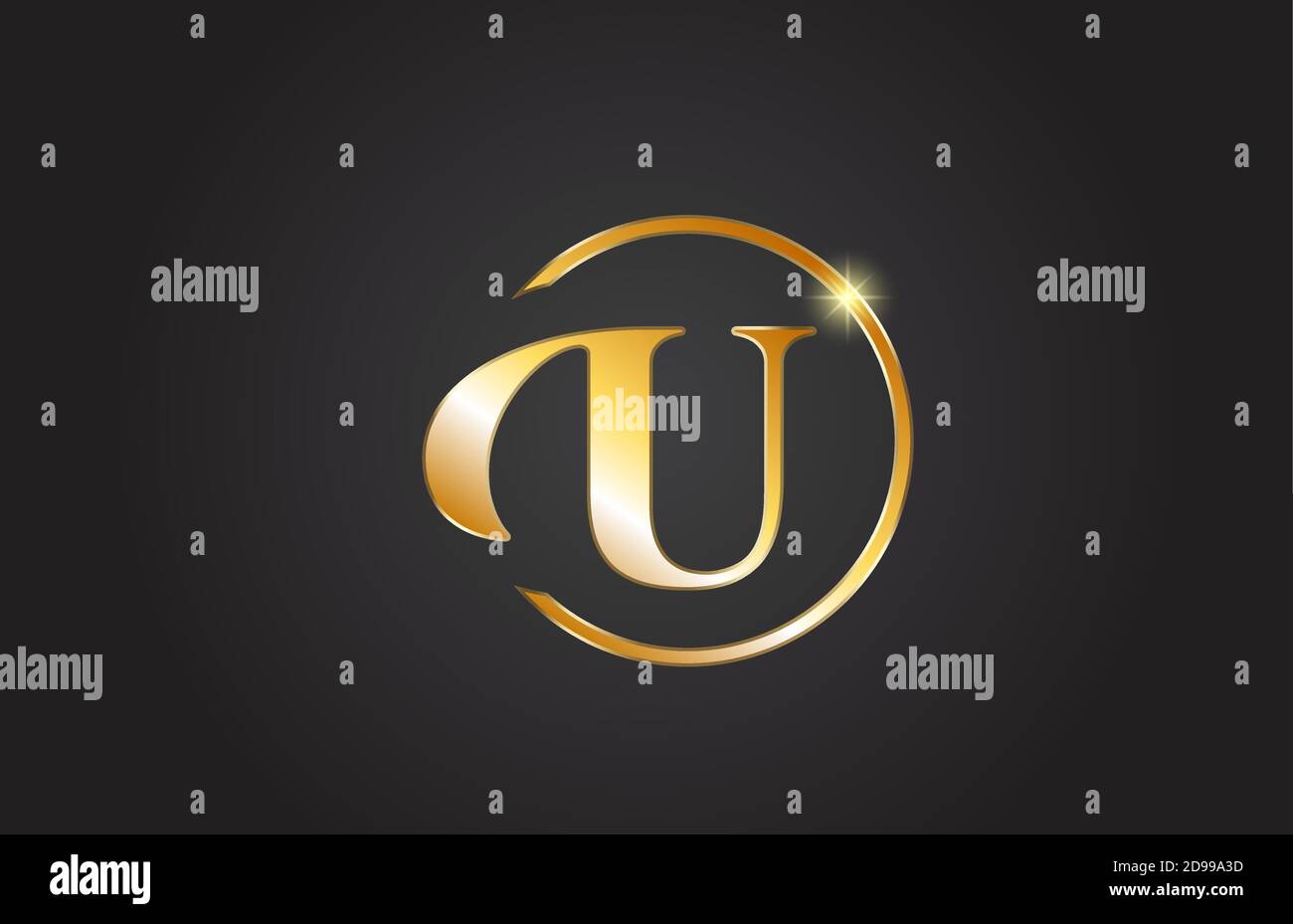 golden U alphabet letter logo icon in yellow and black color. Simple ...