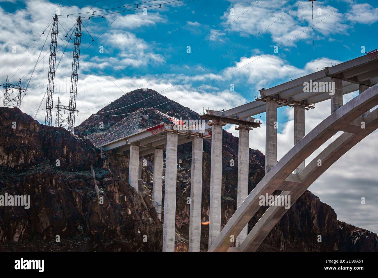 Low angle view of Hoover Dam Bridge Bypass under construction at the ...