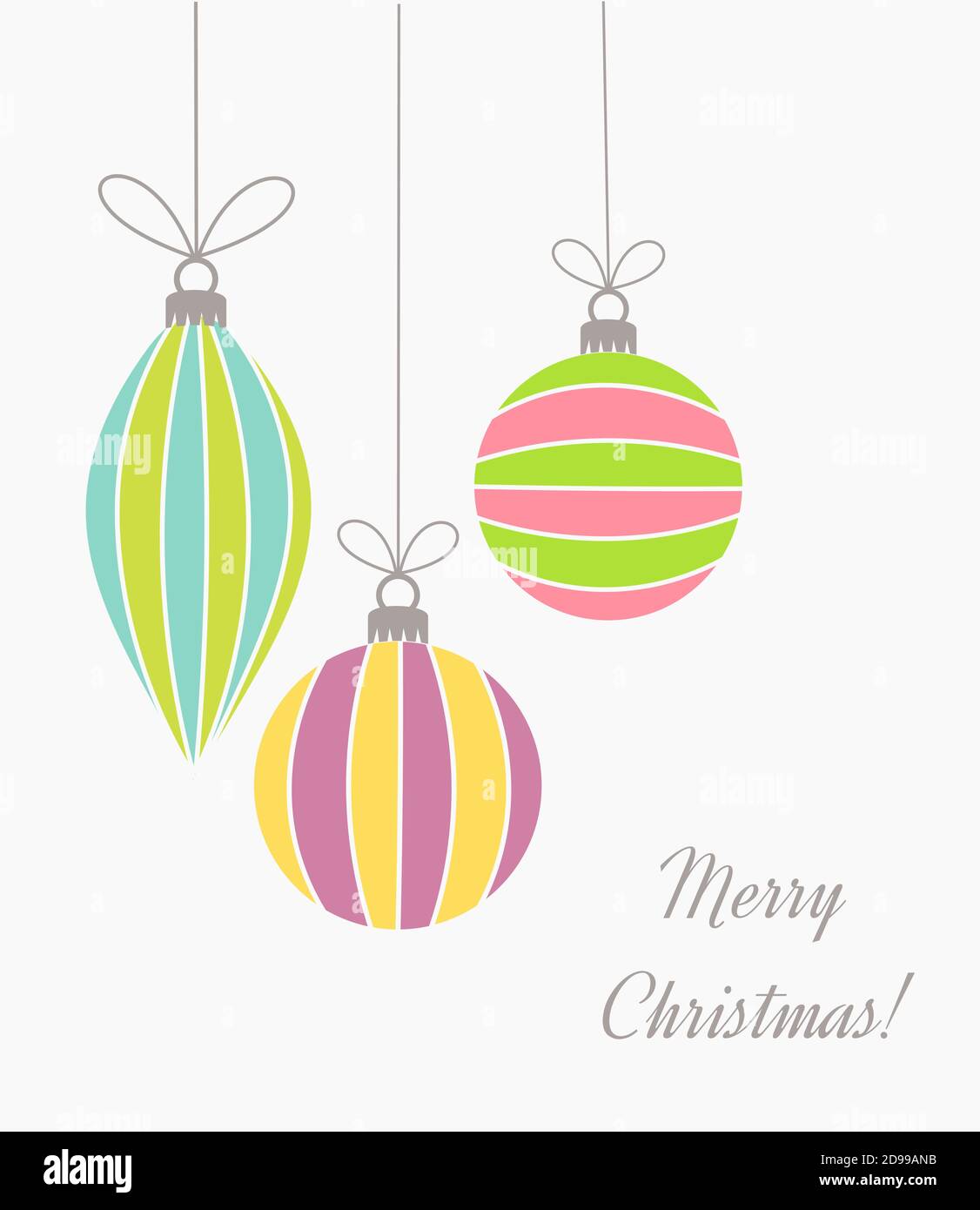 Christmas retro hanging bauble striped ornaments. Vector illustration ...
