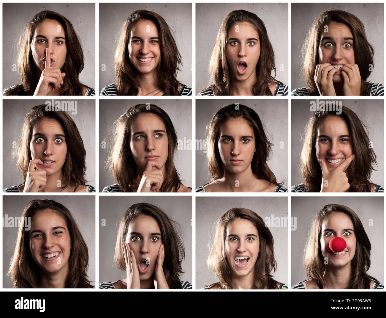 collection of young woman portraits with diferent expressions Stock ...