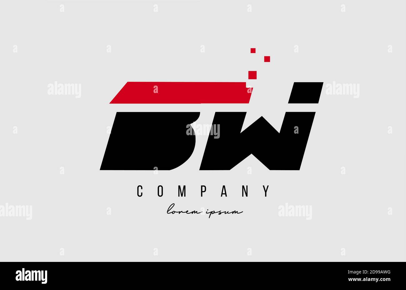 bw b w alphabet letter logo combination in red and black color ...