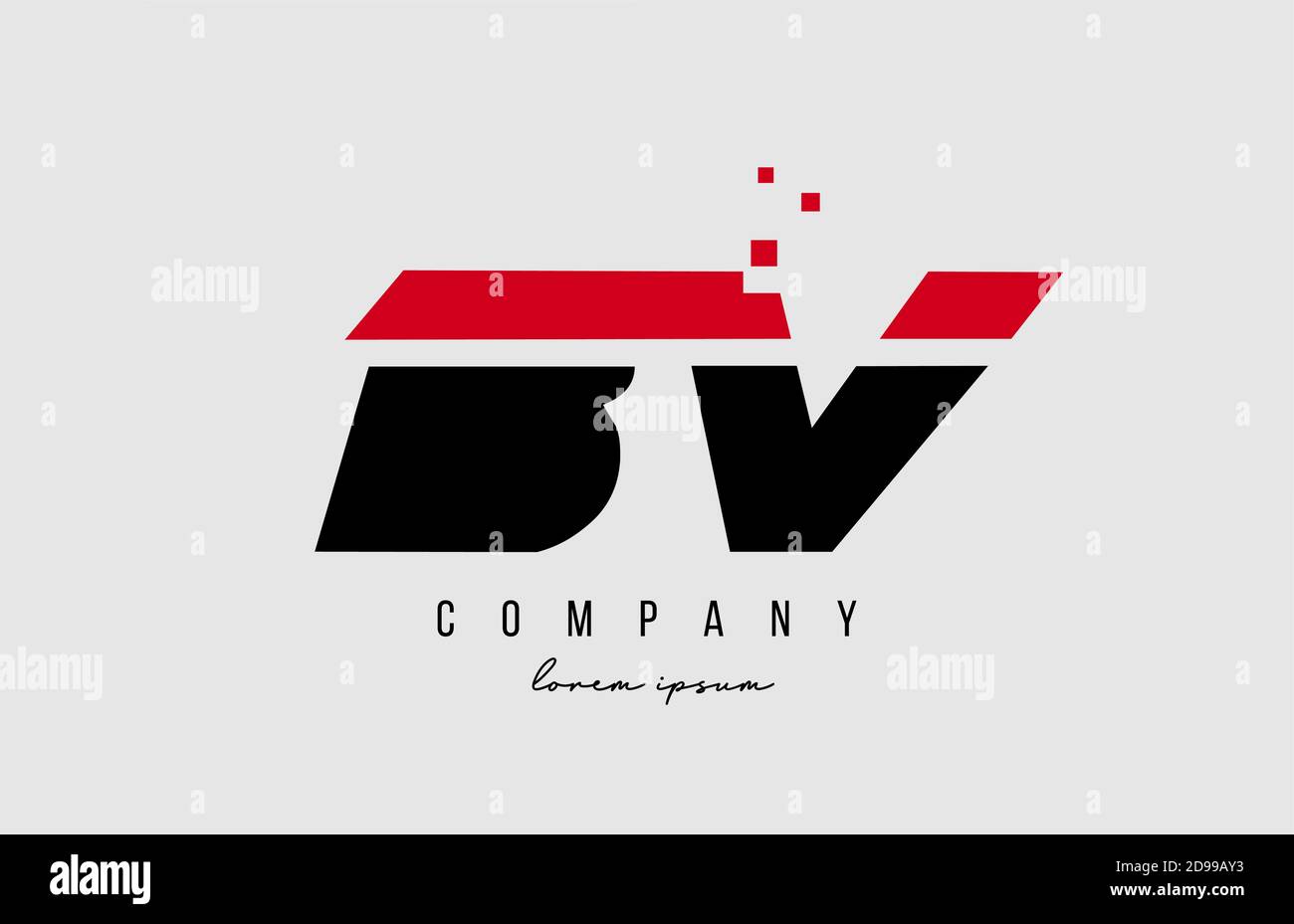 bv b v alphabet letter logo combination in red and black color ...