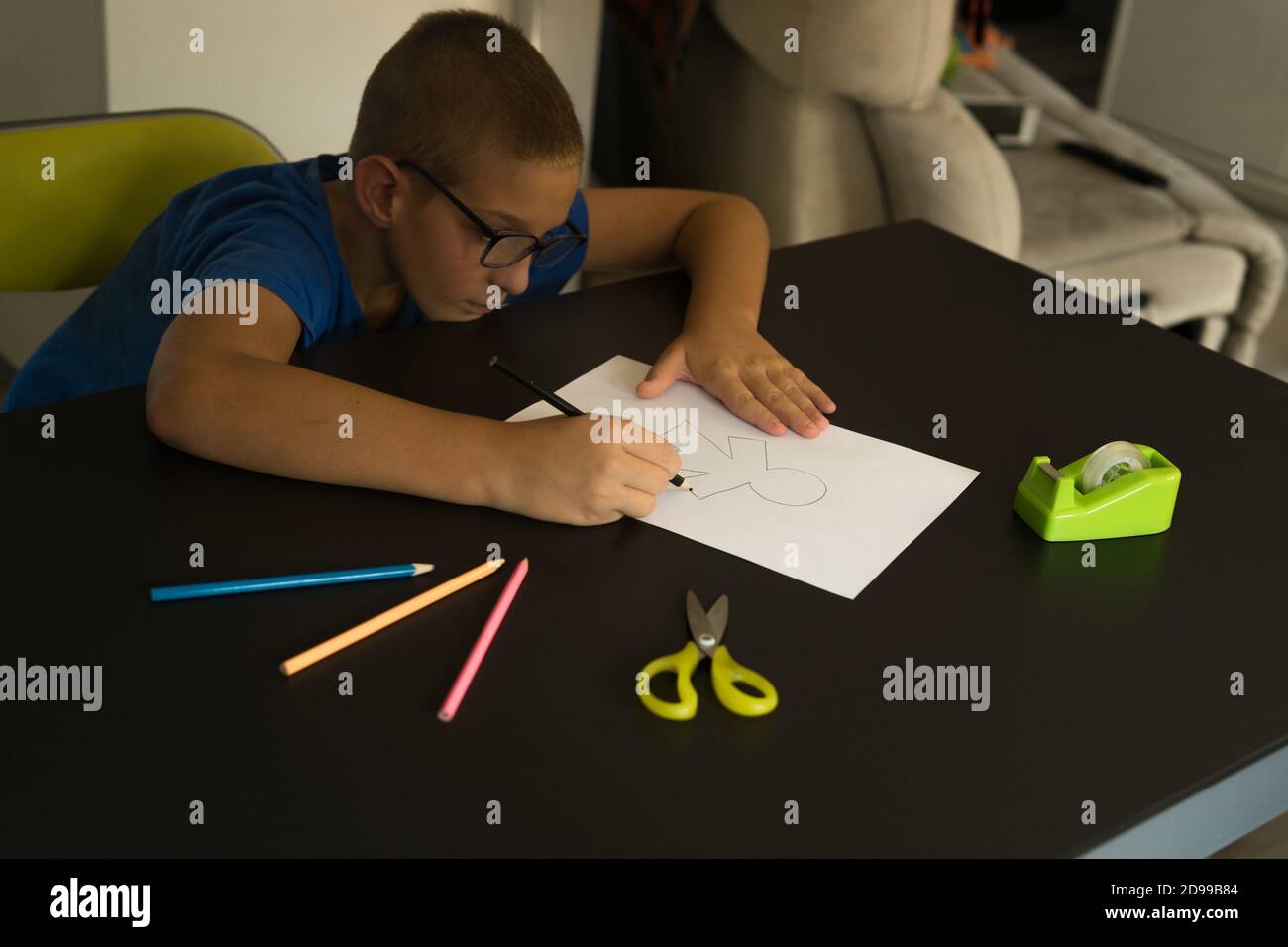Child drawing a human sketch Stock Photo - Alamy