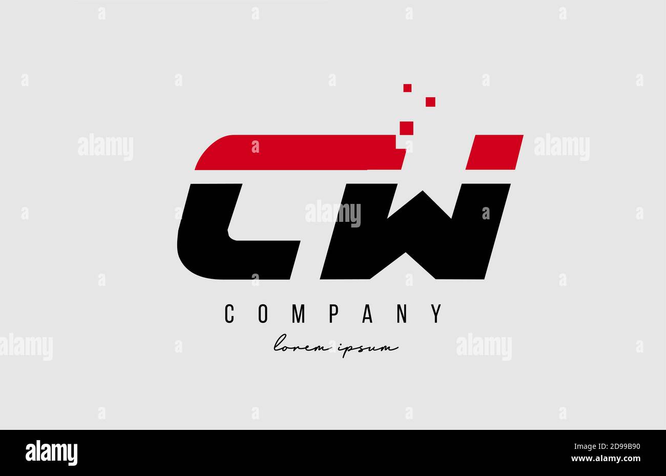 cw c w alphabet letter logo combination in red and black color ...