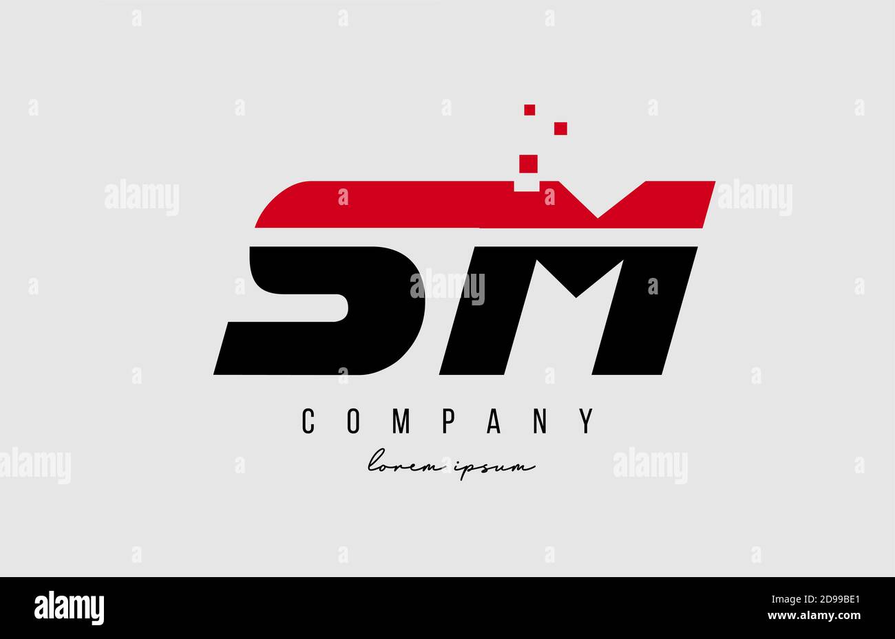sm s m alphabet letter logo combination in red and black color ...