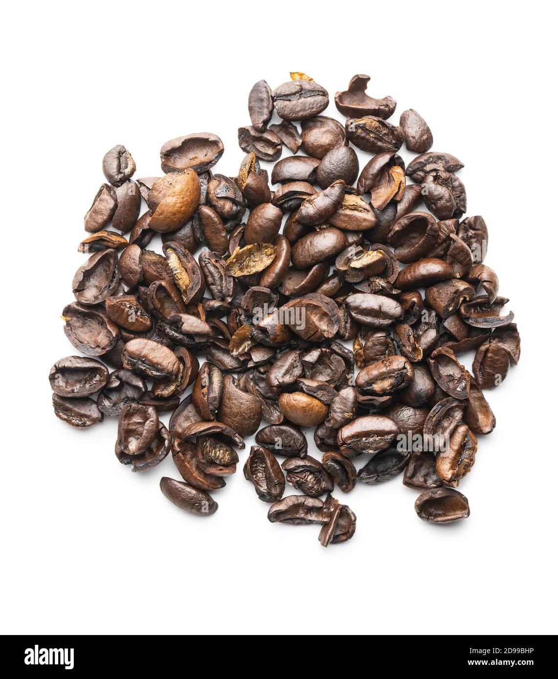 Cracked coffee beans isolated on white background Stock Photo - Alamy