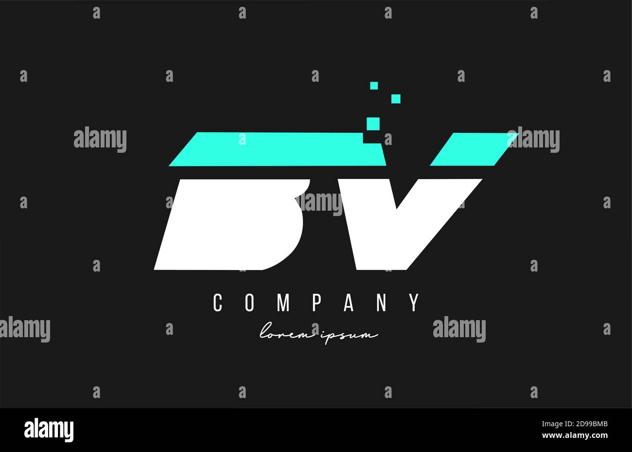 bv b v alphabet letter logo combination in blue and white color ...