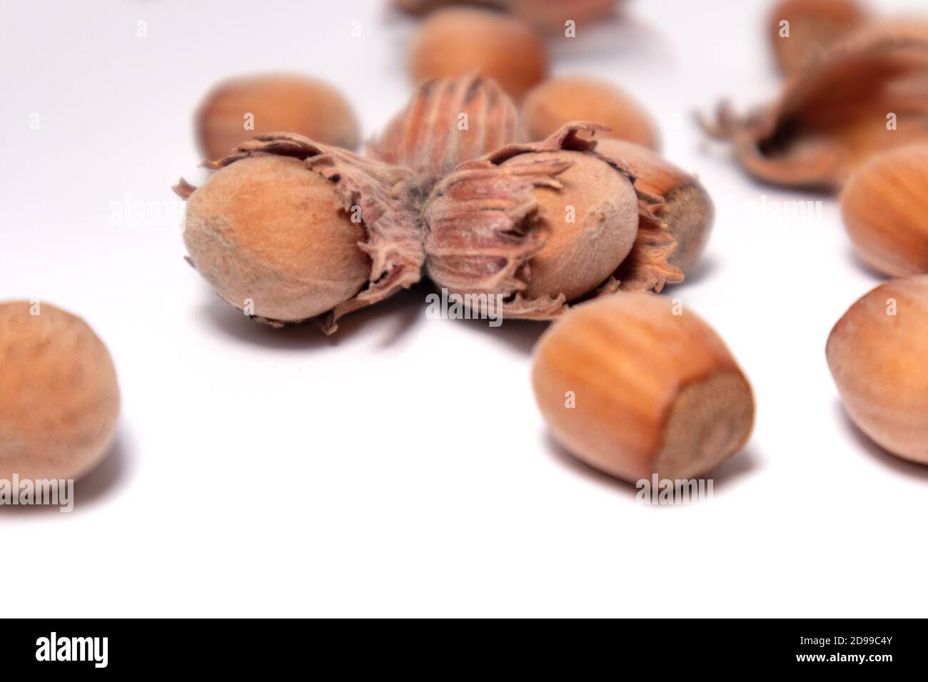 Closeup of hazelnuts, isolated on the white background Stock Photo - Alamy