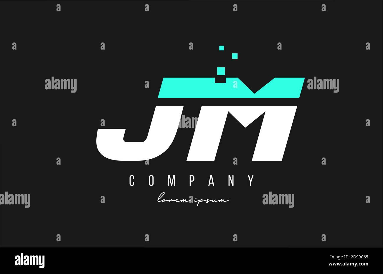jm j m alphabet letter logo combination in blue and white color ...