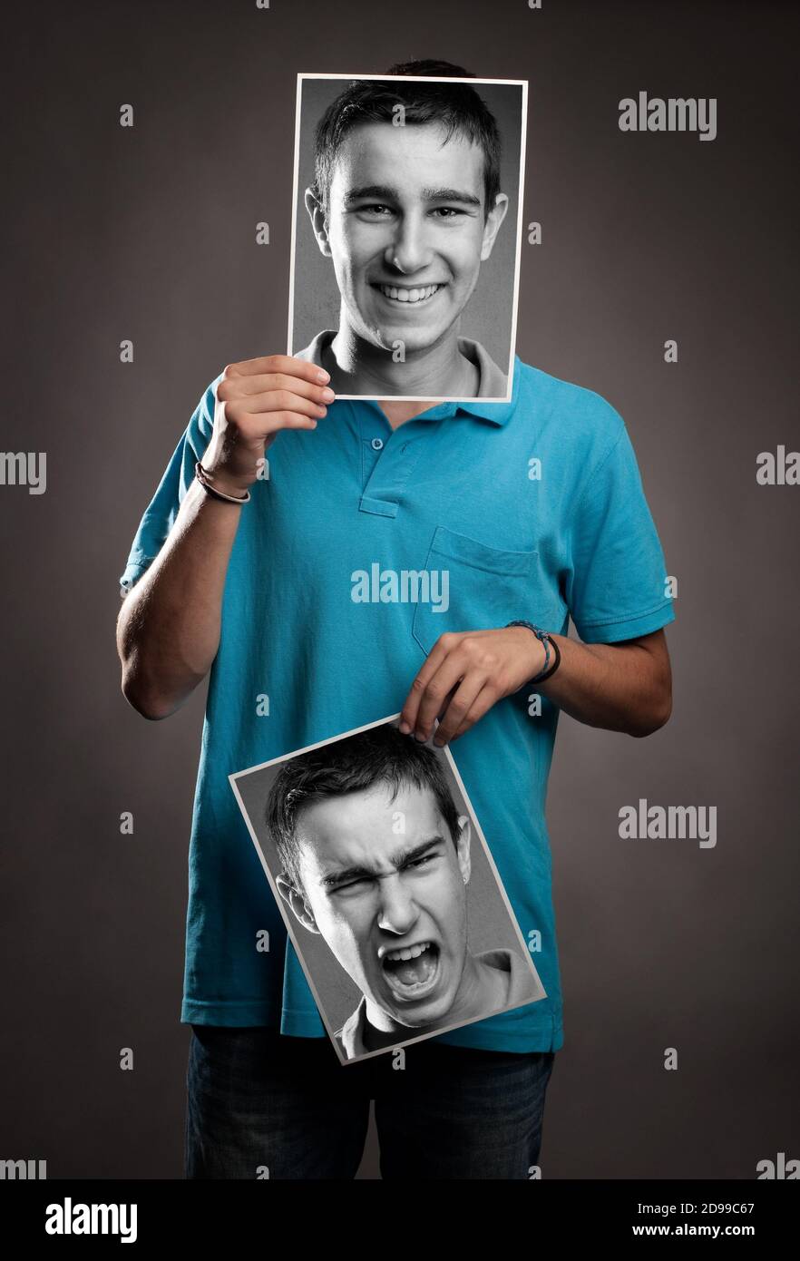 portrait of young man with two faces Stock Photo - Alamy