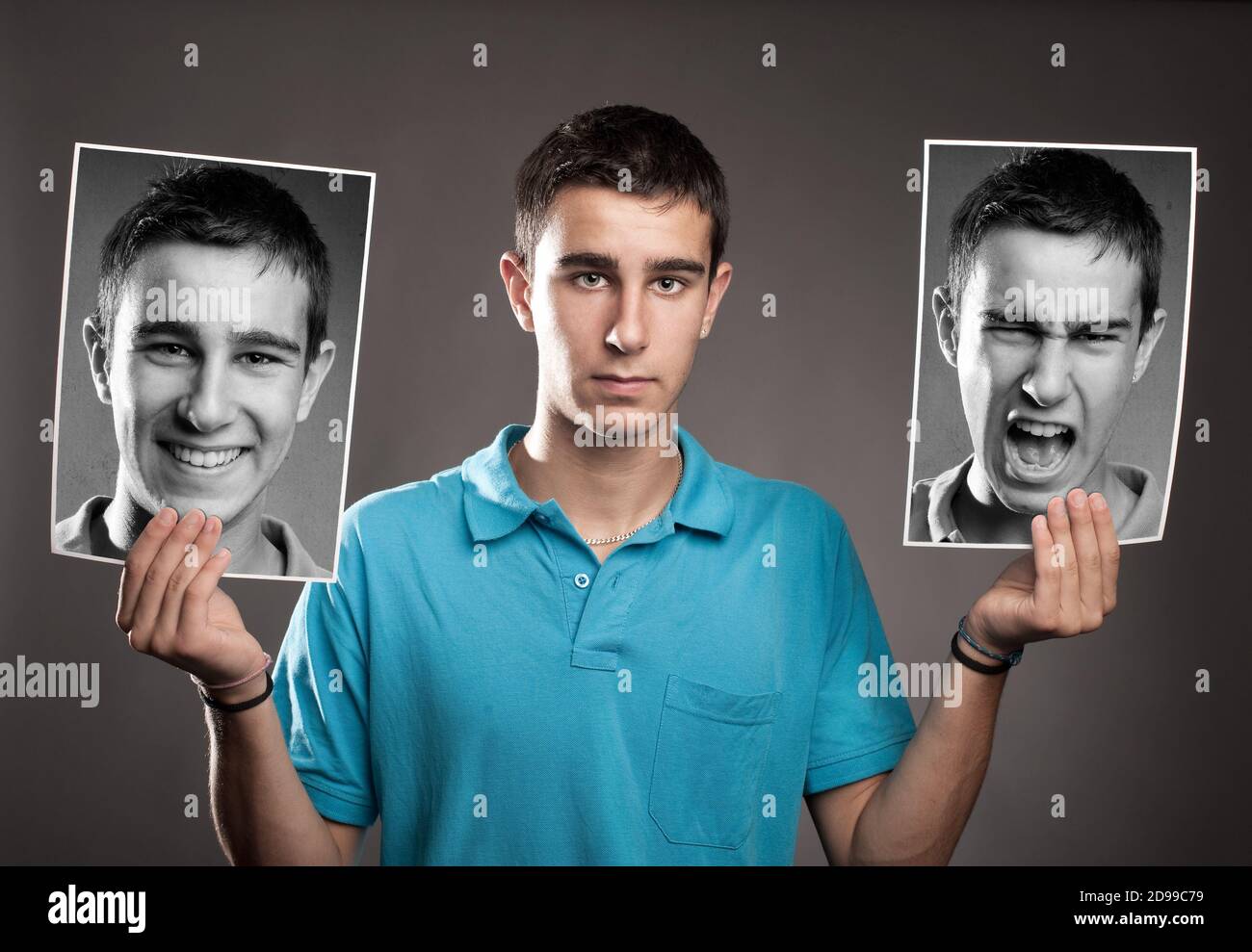 portrait of young man with two faces Stock Photo - Alamy