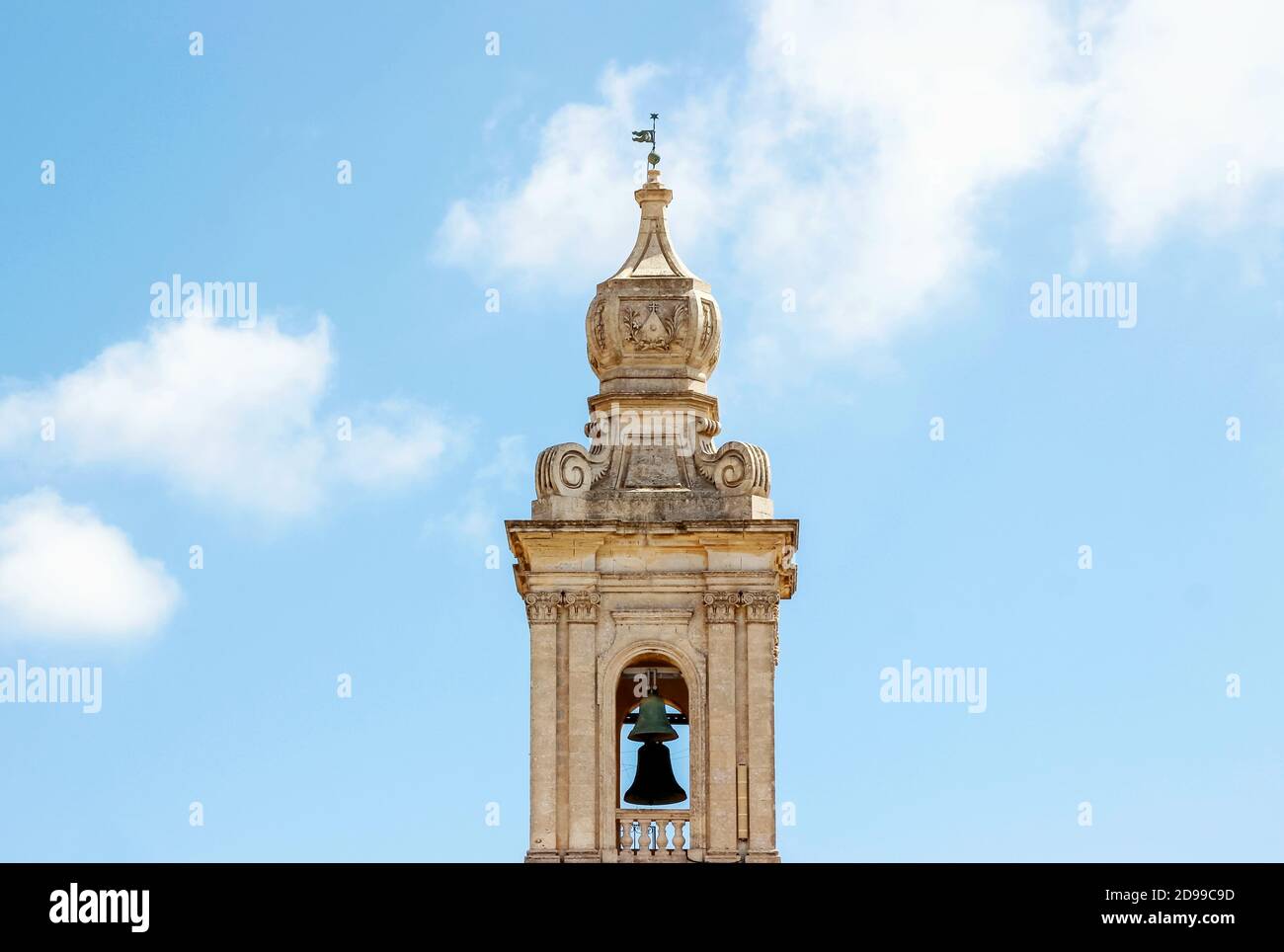 limestone church roof top with blue sky in Malta Stock Photo - Alamy