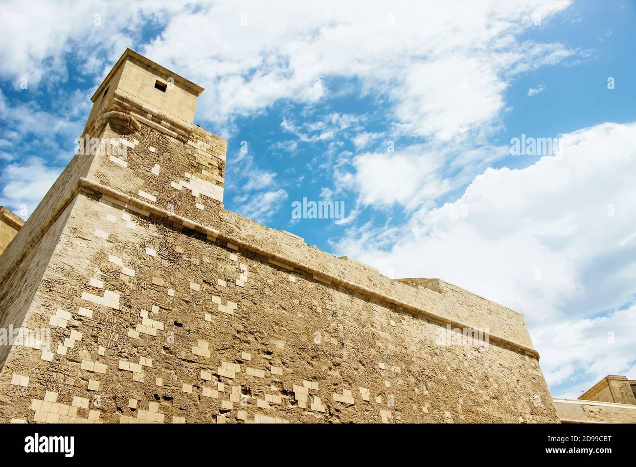 limestone architecture at Cittadella castle in Gozo Malta Stock Photo ...