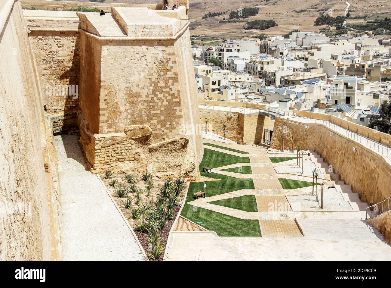 limestone architecture at Cittadella castle in Gozo Malta Stock Photo ...