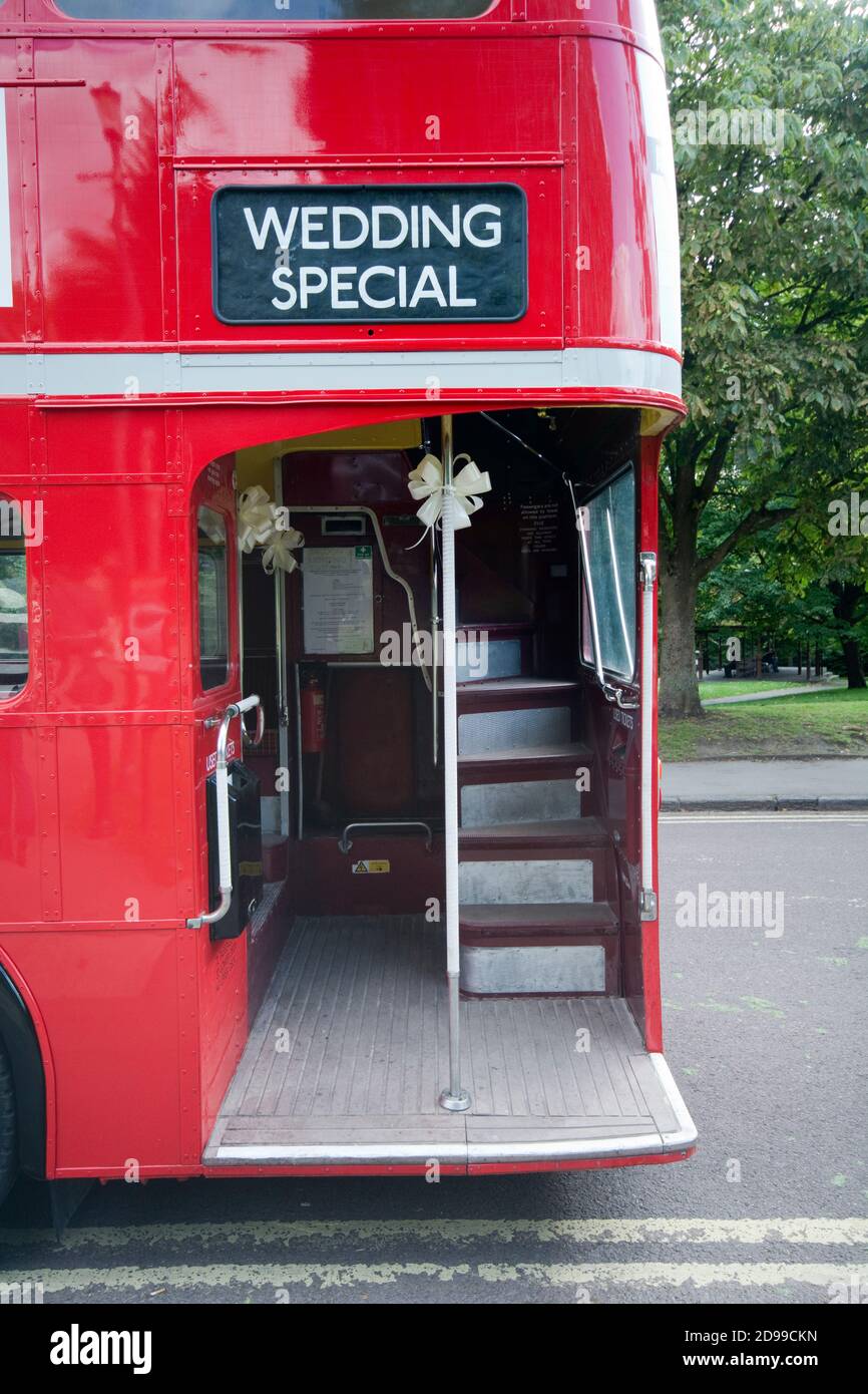 Iconic London Red Bus For Wedding Hire Stock Photo - Alamy