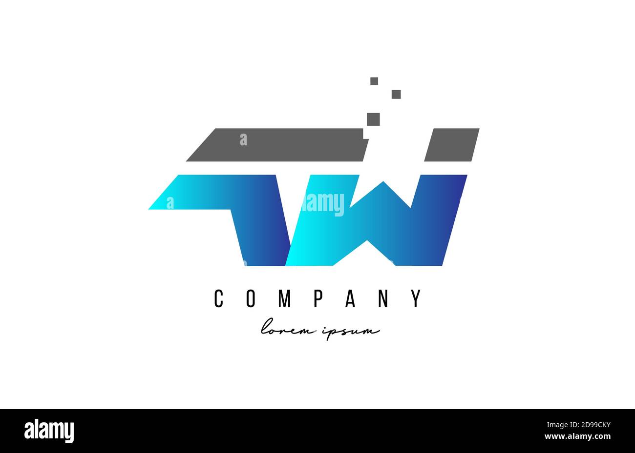 AW A W alphabet letter logo combination in blue and grey color ...