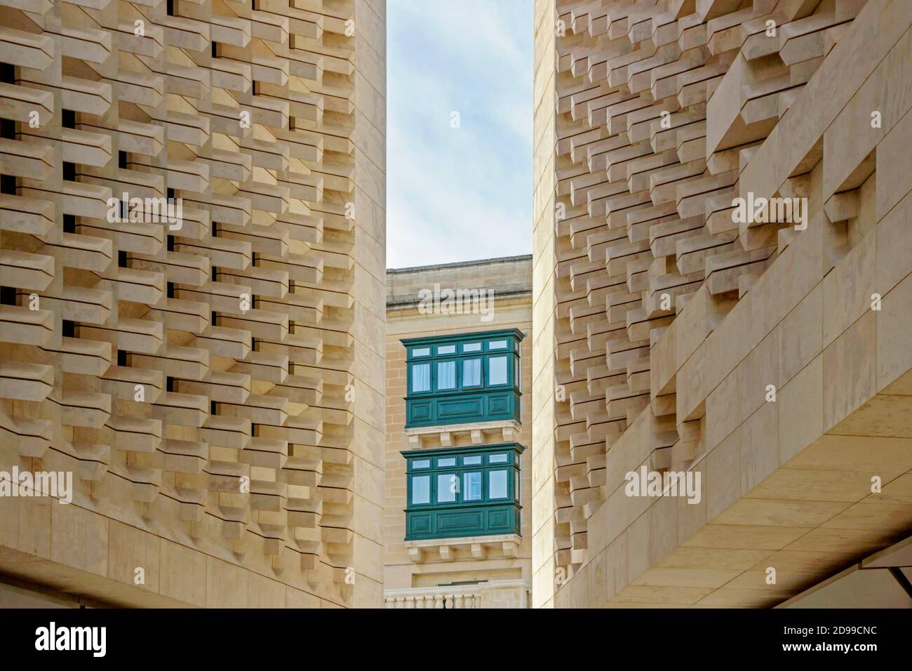 exterior of limestone parliament building in Valletta Malta Stock Photo ...