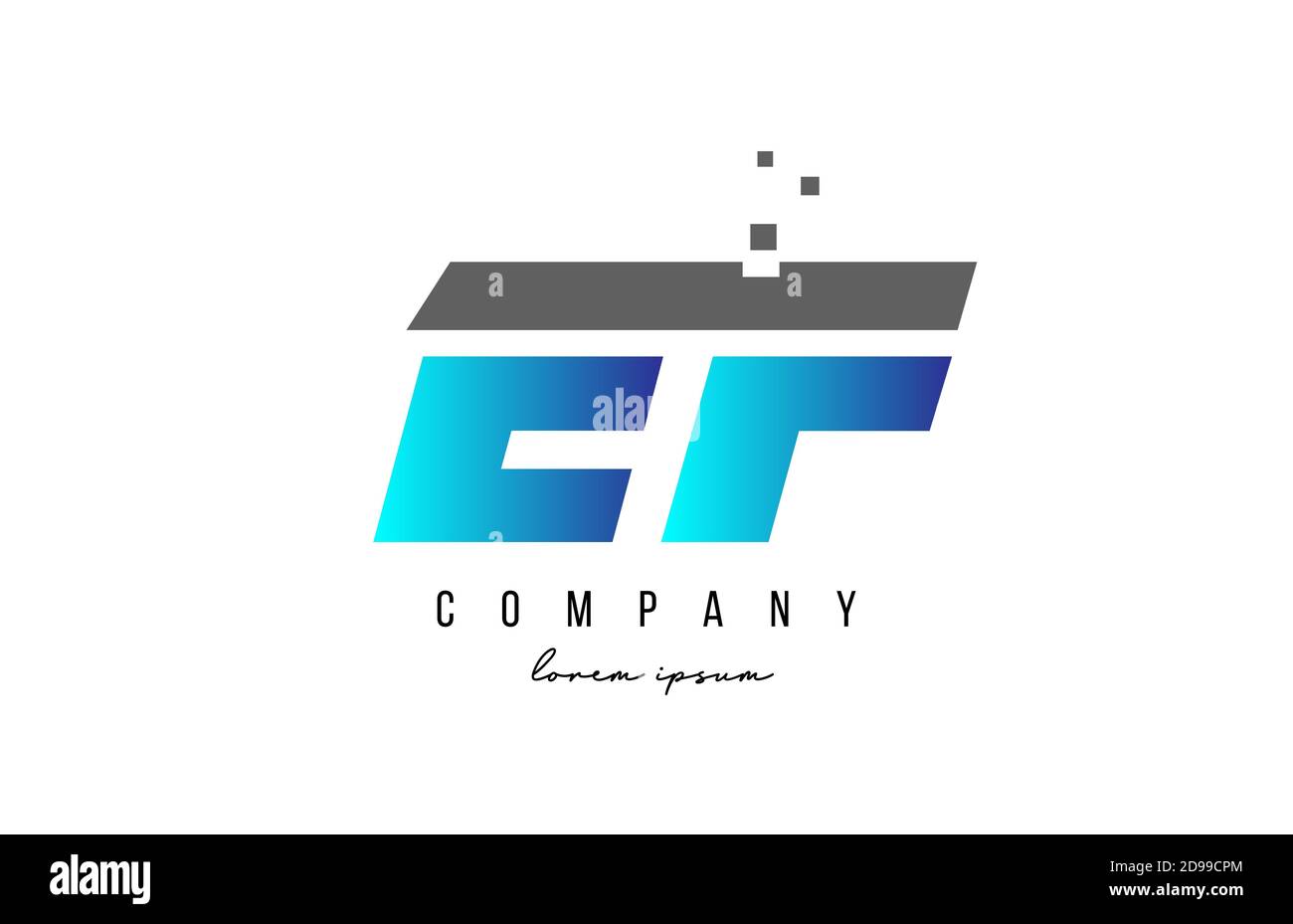 EF E F alphabet letter logo combination in blue and grey color ...