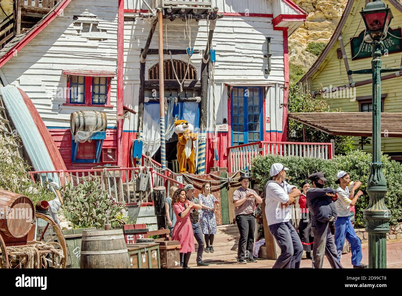 Entertainment dance show at Popeye Village in malta Stock Photo - Alamy